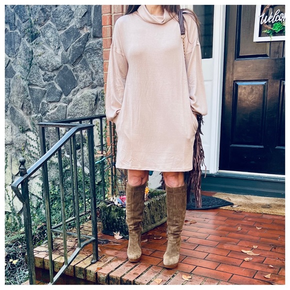 ShopEvelynne | Dresses | 35 Boho Chic Beige Cowl Neck Cuff Sleeve Side ...